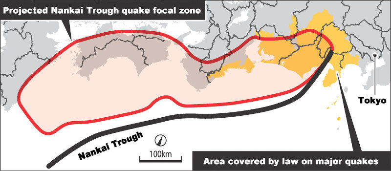 Panel to review old law on major quakes over fears of Nankai Trough ...