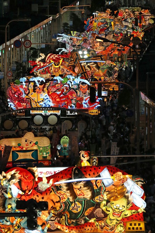 Huge floats pass through Aomori in lively Nebuta festival - The Mainichi