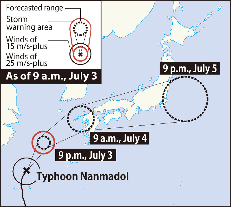 JMA warns of heavy rain, landslides as typhoon nears Kyushu - The Mainichi