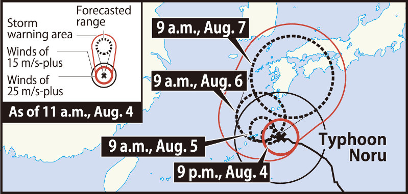 Typhoon Noru continues on course toward Japan, could make landfall on ...