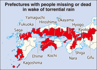 105 dead, 87 missing in floods and landslides across western Japan ...