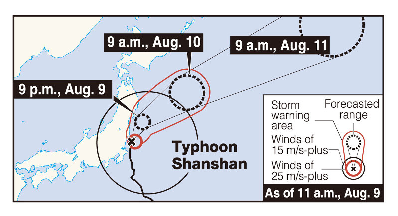 Typhoon Shanshan heading north off Chiba, Ibaraki prefectures - The ...