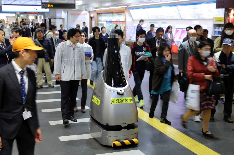AI-equipped security robot patrols station in Tokyo in test before ...