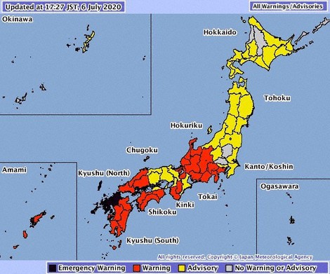 Emergency rain warning issued for southwestern Japan prefectures - The ...
