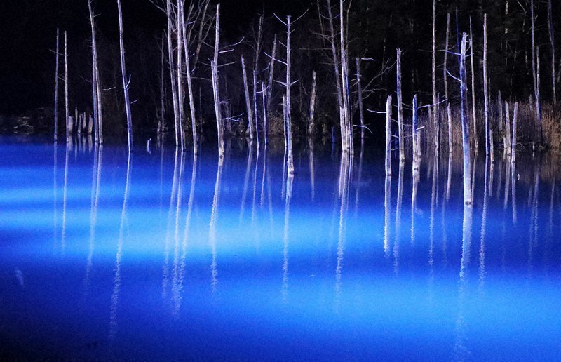 Breathtaking blue pond lit up in Hokkaido creates mystical glow - The ...