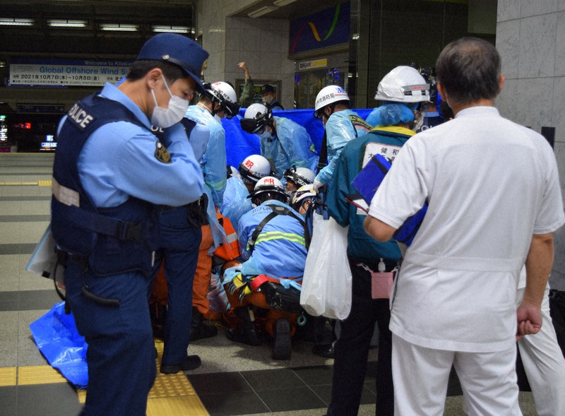 Man stuck in gap between shinkansen bullet train, platform in southwest ...