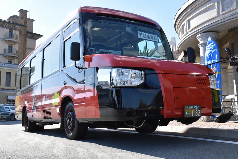 The view from a test run of Japan's dual-mode vehicles traveling rails ...