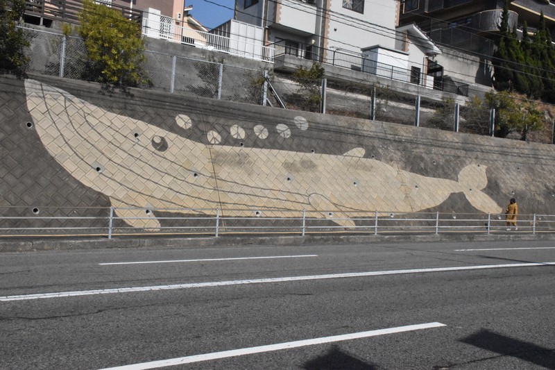 Going big: Man in Japan draws giant blue whale mural with high-pressure ...