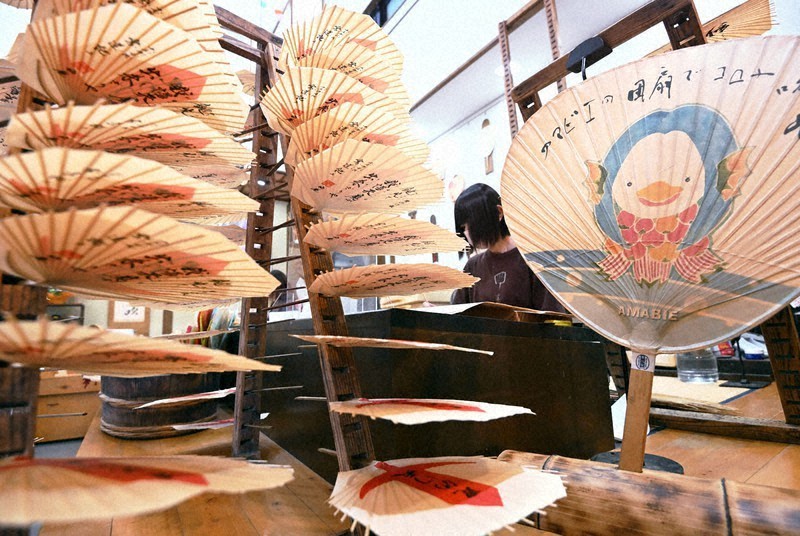 Production of traditional tannin-coated fans surges in southwest Japan ...
