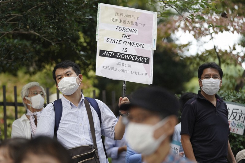 Abe's militaristic funeral captures Japan's tense mood - The Mainichi