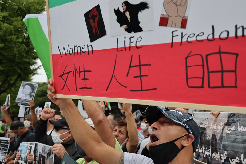 In Photos: Iranians in Japan protest for freedom in their homeland ...