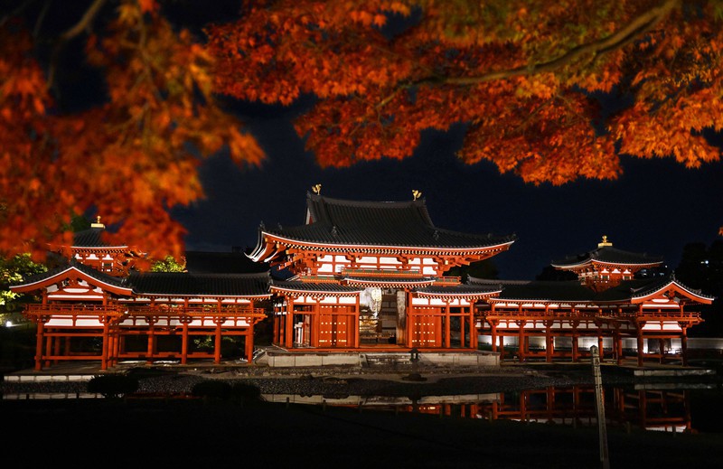 In Photos: Famous Phoenix Hall at Kyoto Pref. temple lit up for fall ...