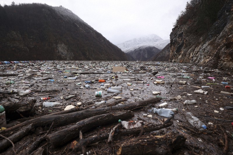 Sections of Balkan river become floating garbage dump - The Mainichi