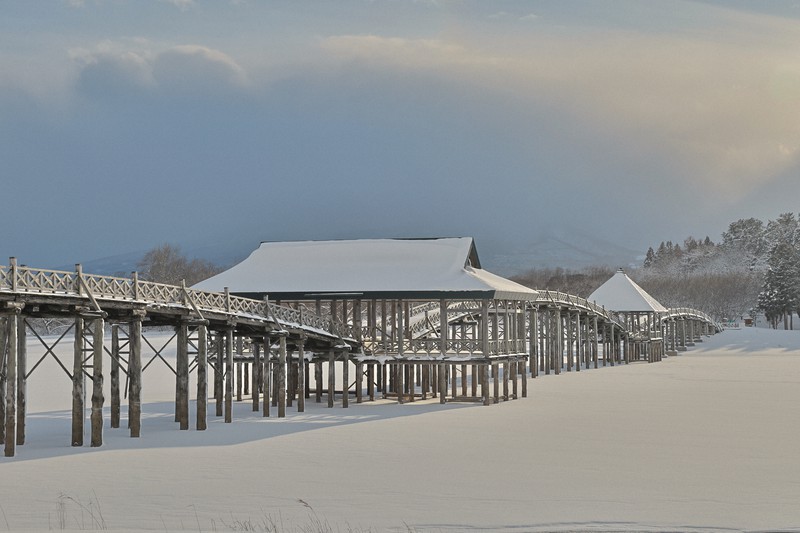 In Photos: Silvery scenes of Japan's longest wooden bridge crossing ...