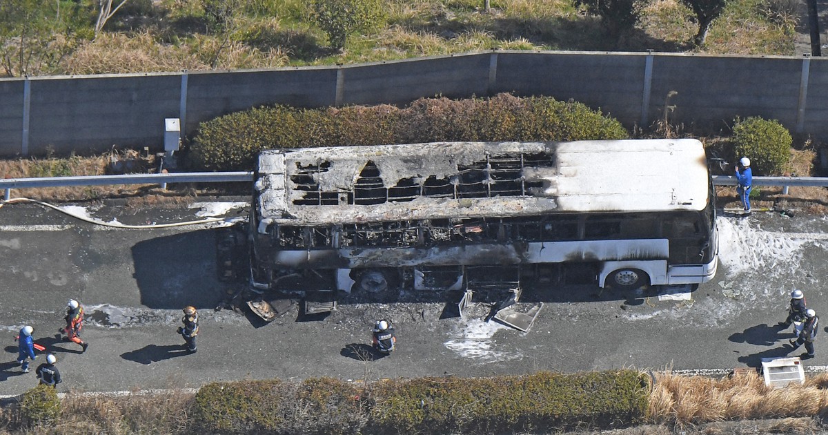Tour bus catches fire on southwest Japan expressway, passengers escape ...