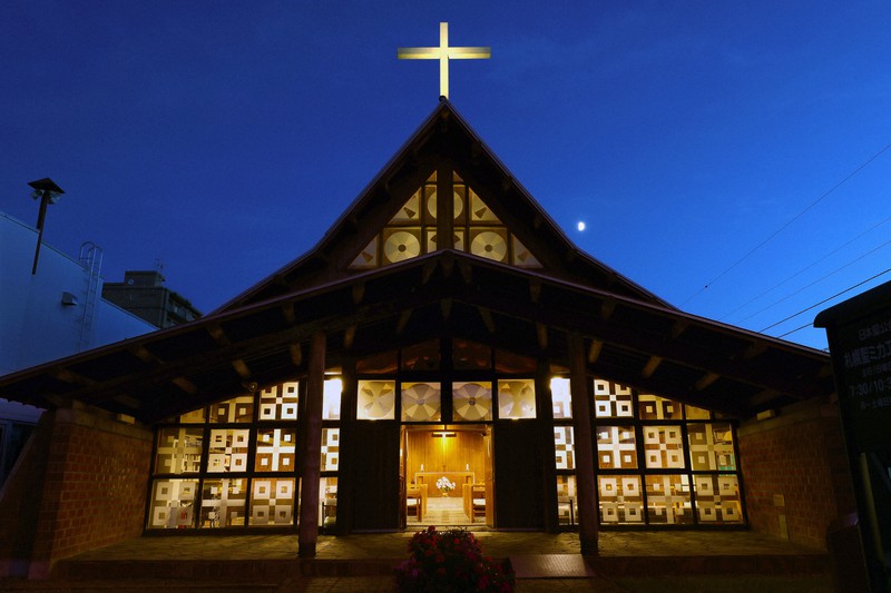 Retro Japan: Sapporo church windows 'washi' paper crosses a striking ...