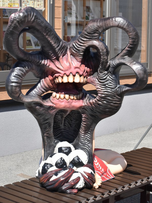 Bloodcurdling beauty: Bench with traditional monster installed in west ...