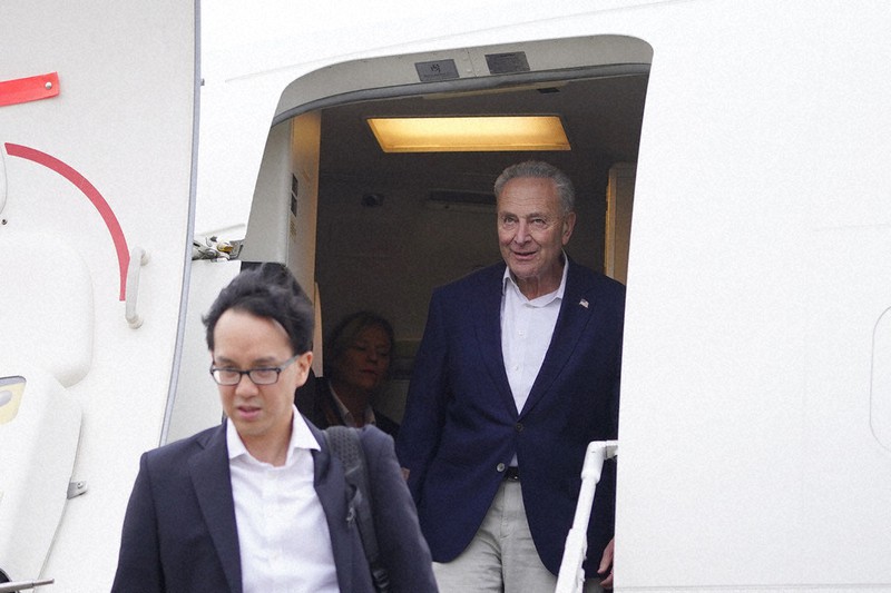 US lawmakers led by Senate Majority Leader Schumer arrive in China on ...