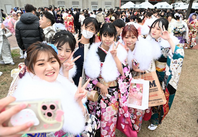 Flashy kimonos, dresses steal the show at coming-of-age ceremony in ...
