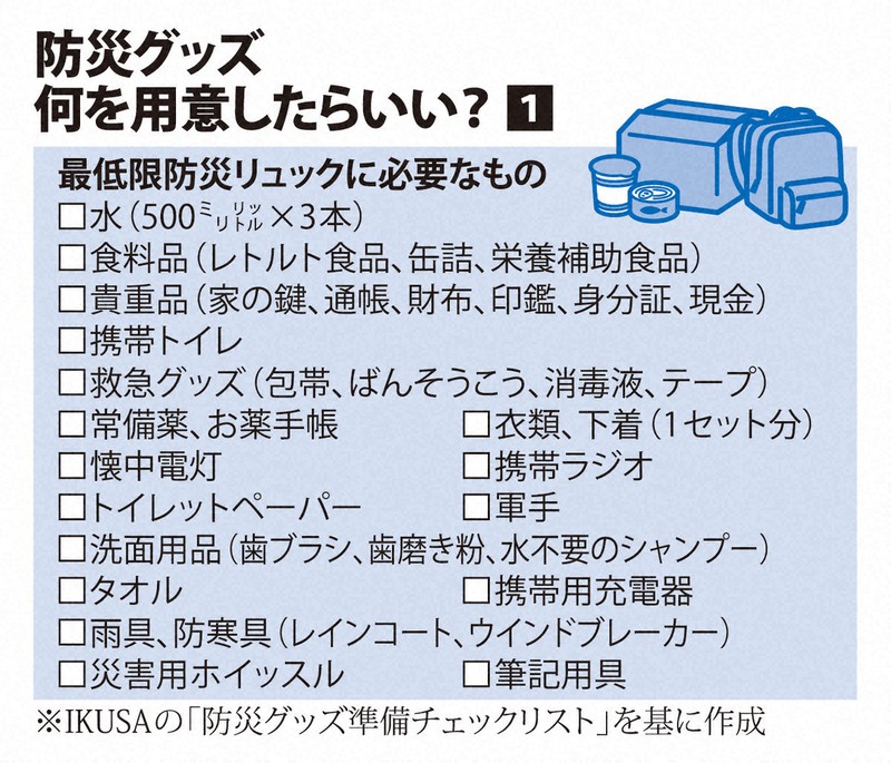 【チェックリストで確認】防災グッズ、何を用意したらいい？ [写真特集2/4] | 毎日新聞
