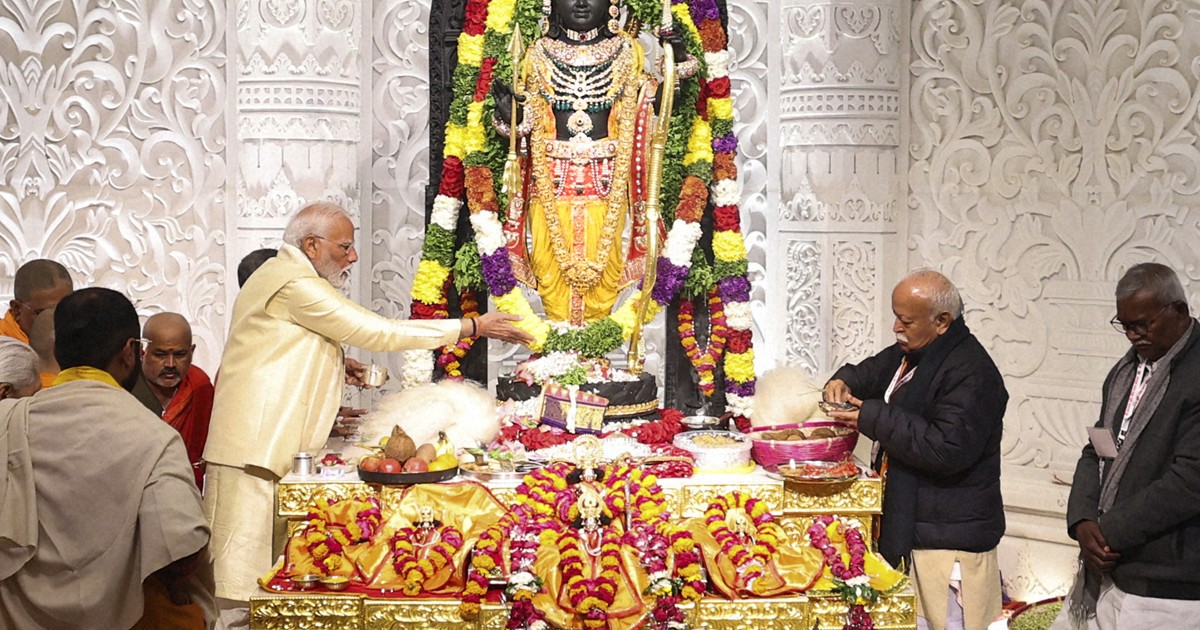 Modi opens Hindu temple built on ruins on razed mosque, in political ...