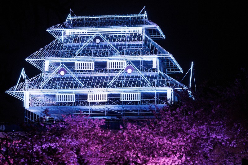 In Photos: 'Phantom castle tower,' cherry blossoms spectacularly lit up in Fukuoka - The Mainichi