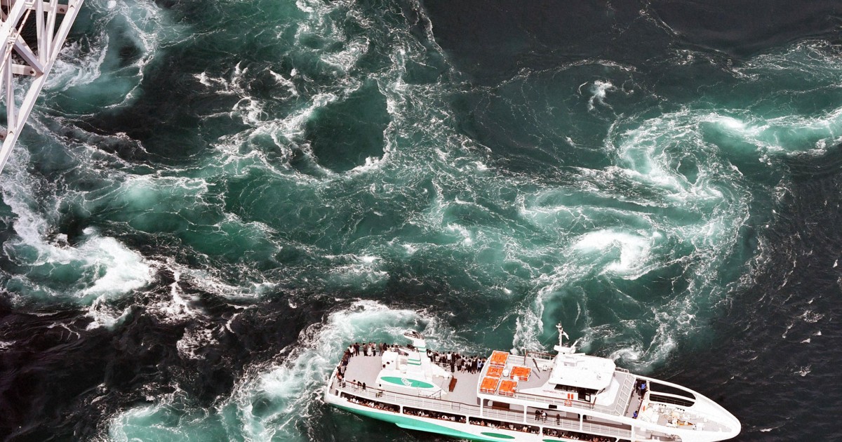 Tour boats flock to giant spring whirlpools in western Japan's Naruto ...