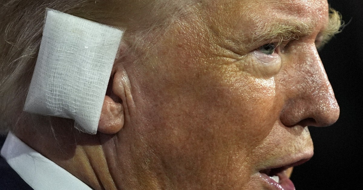 Trump enters Republican convention with a bandage covering his right ...