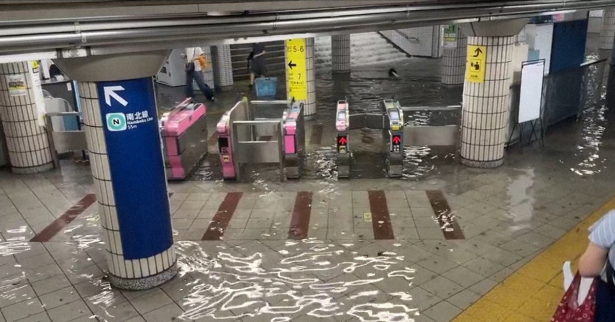 Flooding at Tokyo subway stations in August caused by torrential rain ...