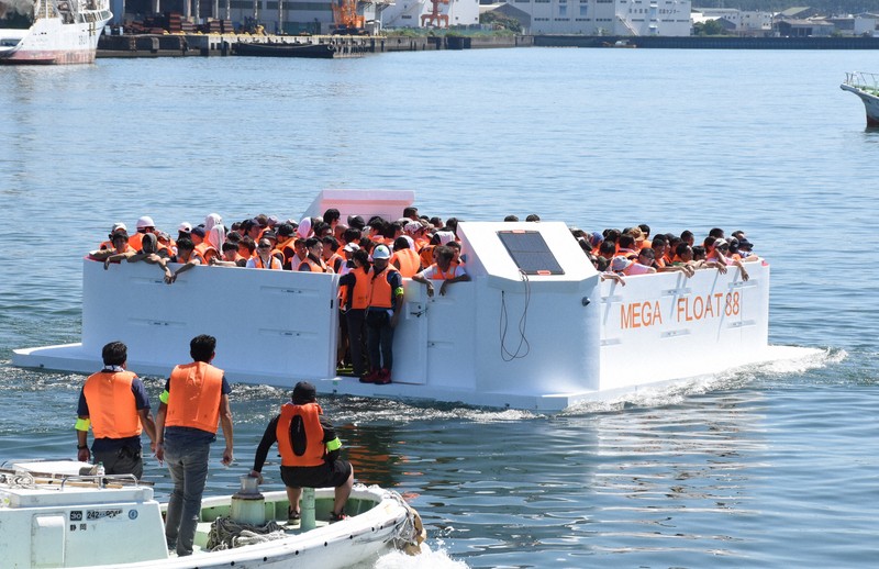 Japan firm successfully tests floating tsunami shelter carrying 131 ...