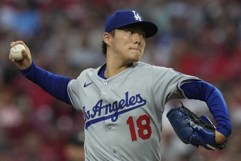 ドジャース山本由伸が7回1失点で9勝目 足上げ投法披露、最速155キロで9K 大谷がV打＆100得点（スポニチ） | 毎日新聞