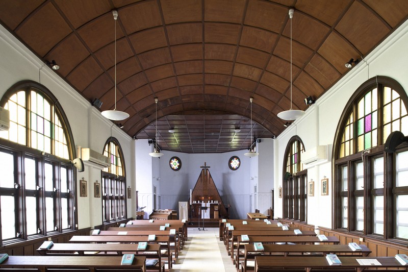 Retro Japan: Catholic church with crafted cave in bustling Tokyo a ...